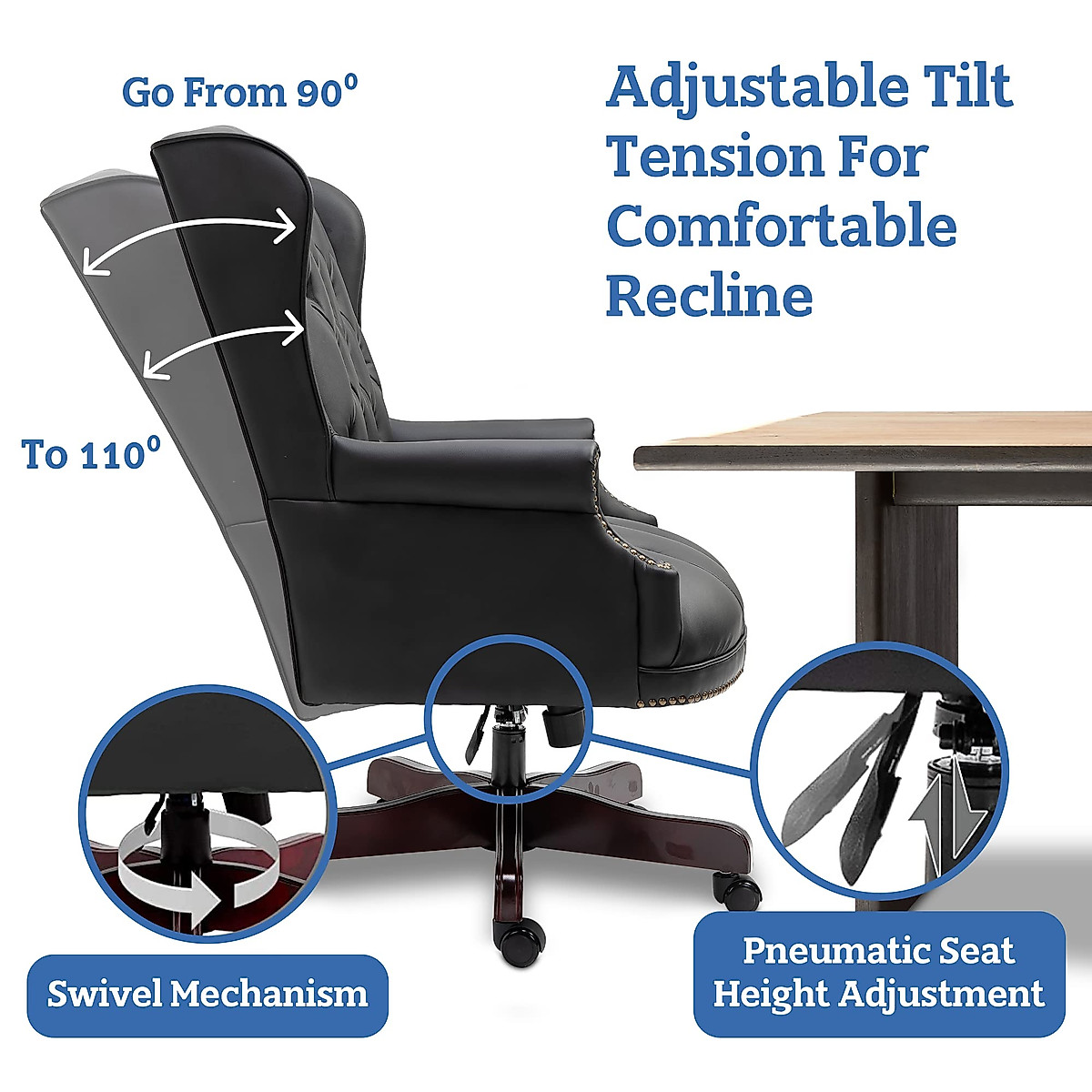 Halter Executive Office Swivel Chair Height Adjustable Reclining Ergonomic Cushioned Seat and Backrest, Head and Arm Support, Caster Wheels, PU Leather, 1 Pack Olive Green