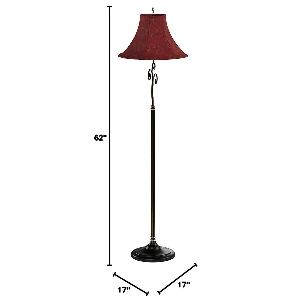 Kenroy Home 31381BRZ Richardson Floor Lamp with Bronze Finish, Casual Style, 61" Height, 17" Width, 17" Depth