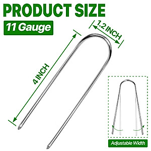 TiTifield U Shape Garden Stakes 50 Packs 4 Inch 11 Gauge Irrigation Tubing Stakes, Heavy Duty Galvanized Landscape Staples for Tube, Lawns, Landscape Fabrics,Irrigation Hose and Weed Barriers