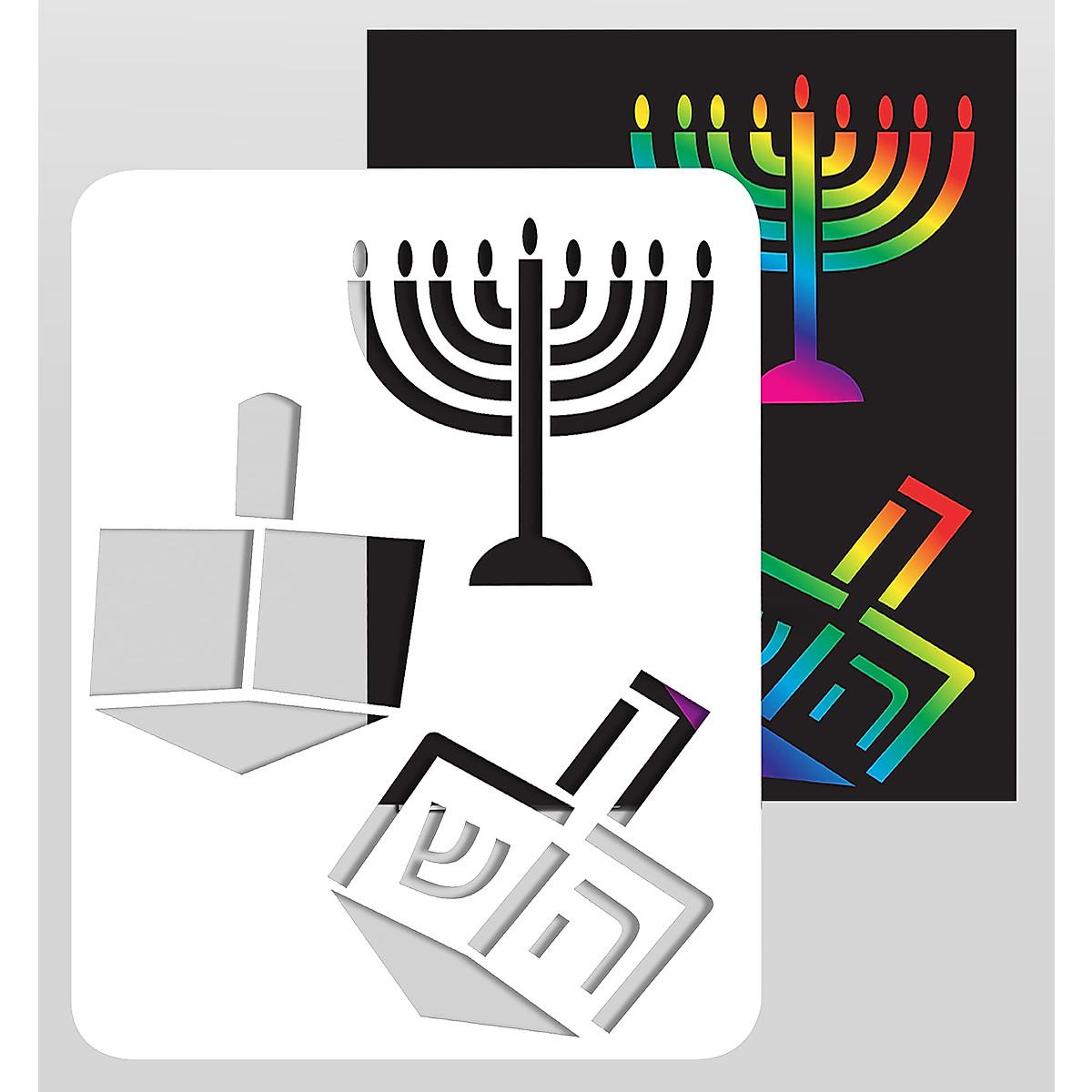 Izzy 'n' Dizzy Hanukkah Scratch Stencil Art Kit - 8" x 6" - Includes Sctatch Stick - Chanukah Arts and Crafts - Gifts and Games