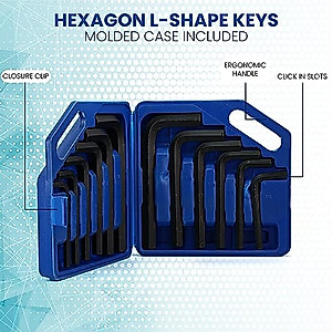 Drixet Jumbo Allen Wrenches Sets Hex Key Set Sae-Inch & Metric With a Handy Carrying Case 12 Piece Set
