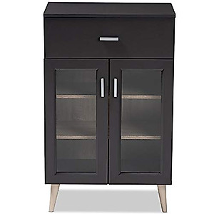 Baxton Studio Jonas Server Cabinet in Dark Grey and Oak Brown