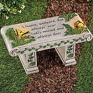 Collections Etc Solar Powered LED Outdoor Garden Memorial Bench with Heartwarming Inscription - Perfect Faux Stone Plaque Statue to Remember Loved Ones 12" L x 5 1/2" W x 5 1/4" H