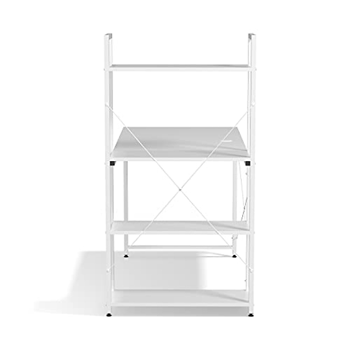 Ames 47" Reversible Gaming Computer Desk with Adjustable Shelves, Home Office Desk, Grommet Cable-Management, Leveler Feet, Easy Assembly, White/White