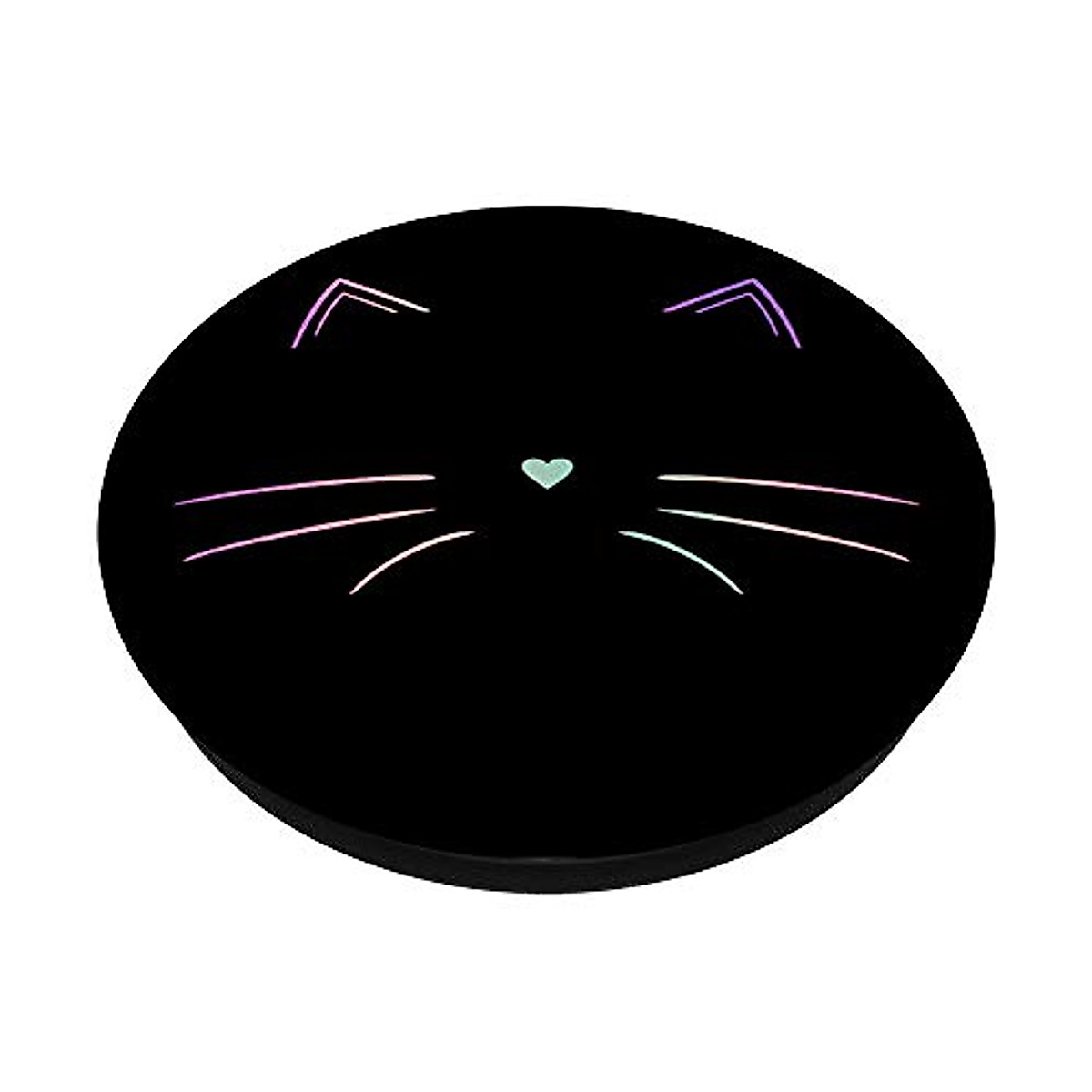 Rainbow Cat Face Black PopSockets Swappable PopGrip