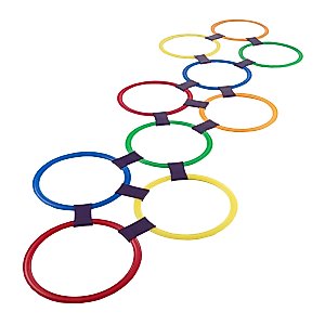 Hey! Play! Hopscotch Ring Game-10 Multi-Colored Plastic Rings and 15 Connectors for Indoor or Outdoor Use-Fun Creative Play Set for Girls and Boys