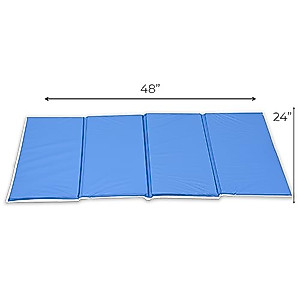 Children's Factory - CF400-052 1" Tough Duty Folding Blue Rest Mat for Toddlers & Kids, 4-Fold Daycare Sleeping Floor Mat, Portable Foam Napping Mats, 10 Pack