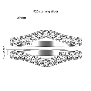Uloveido 925 Silver Round CZ Pave V Shape Stacking Rings Guard Enhancer Set for Halo Solitaire Wedding Promise Rings Y2469 (Size 9)