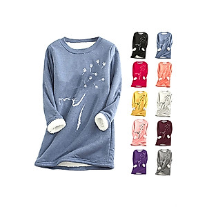 YMING Ladies Oversized Sherpa Lined Pullover Casual Fleece Sweatshirt Round Neck Jumper Tops Green 2XL