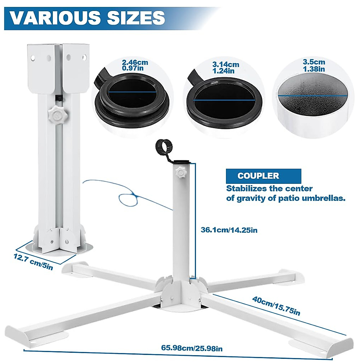 MILIMOLI Portable Foldable Beach Umbrella Stand - Outdoor Sunshade Anchor - Adjustable Patio Umbrella Base Holder - Rust Free Umbrella Base - Tempered Iron Patio Umbrella Stand