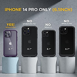 Miracase Glass Series for iPhone 14 Pro Case 6.1 Inch, 2023 Full-Body Clear Bumper Case with Built-in 9H Tempered Glass Screen Protector, with Camera Lens Protector (Noble Purple)