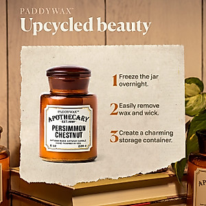 Paddywax Apothecary Artisan Hand-Poured Scented Candle, 8-Ounce, Persimmon Chestnut