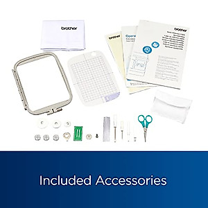 Brother New Model PE900 Embroidery Machine, Wireless LAN Connected, 193 Built-in Designs, 5" x 7" Hoop Area, Large 3.7" LCD Touchscreen, USB Port, 13 Font Styles, White