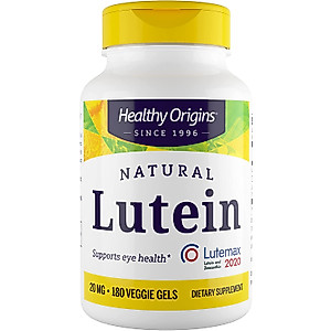 Healthy Origins Lutein (Lutemax 2020), 20 mg - for Healthy Vision & Eye Health - Supplement with Zeaxanthin - Vegan, Non-GMO & Gluten-Free Supplement - 180 Veggie Gels