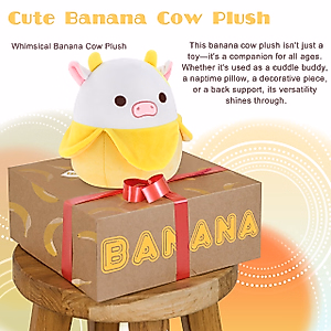 LXSLFY 11inch Cute Banana Cow Plush, Cow Stuffed Animals Kawaii Cow Pillow Gifts for Kids Girls Boys Birthday Christmas Home Decora (Banana Cow)