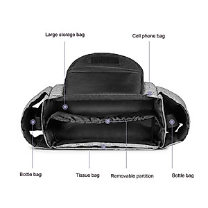 KTTR Baby Stroller Organizer with Cup Holders, Stroller Pushchair Storage Caddy for Baby Accessories,Universal Fit All Buggy Models,A