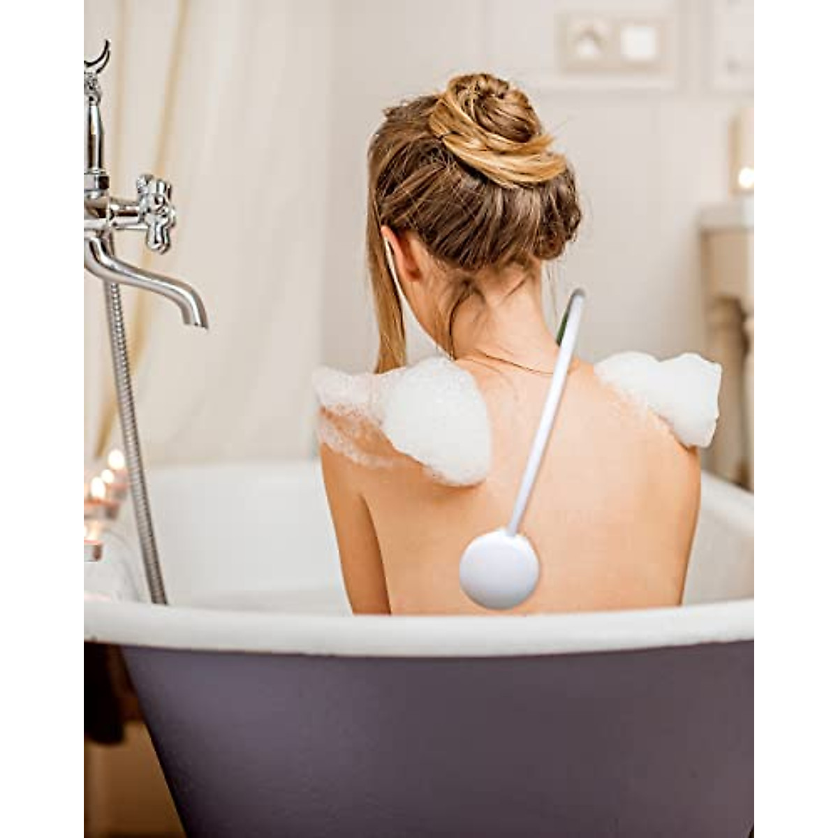 Fanwer 27.5" Back Scrubber for Shower,Back Brush with Long Hnadle for Shower,Shower body Scrubber-Shower Bath Brush for Limited Mobility Men Women