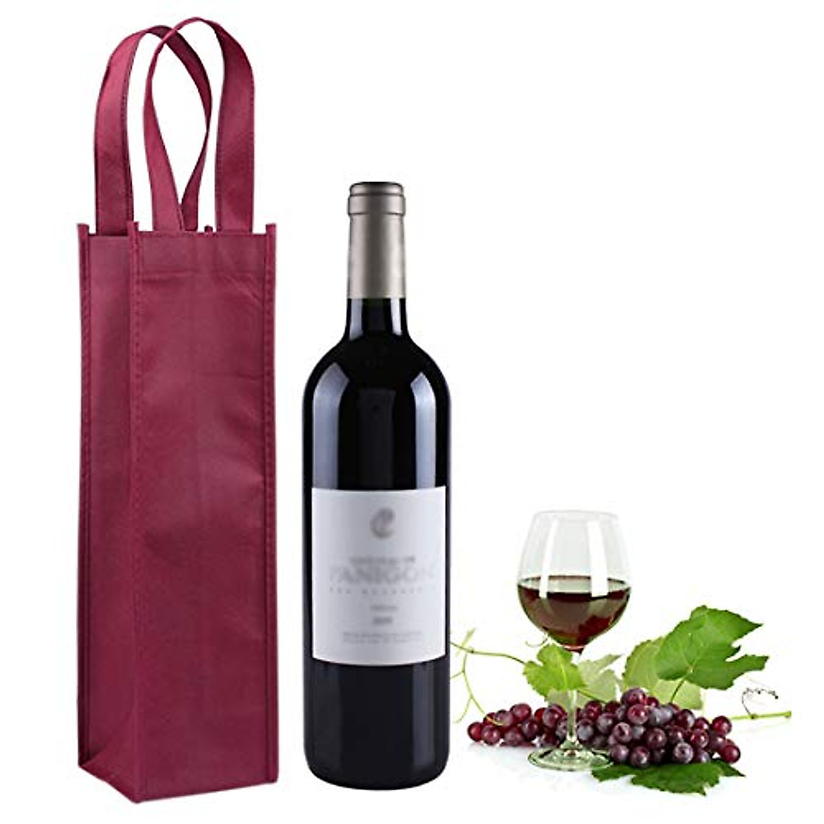 Sdootjewelry Wine Gift Bag, Single Wine Bags 24 Packs, Wine Bags for Wine Bottles Gifts, Non-woven Wine Gift Bags with Handles, Dark Red