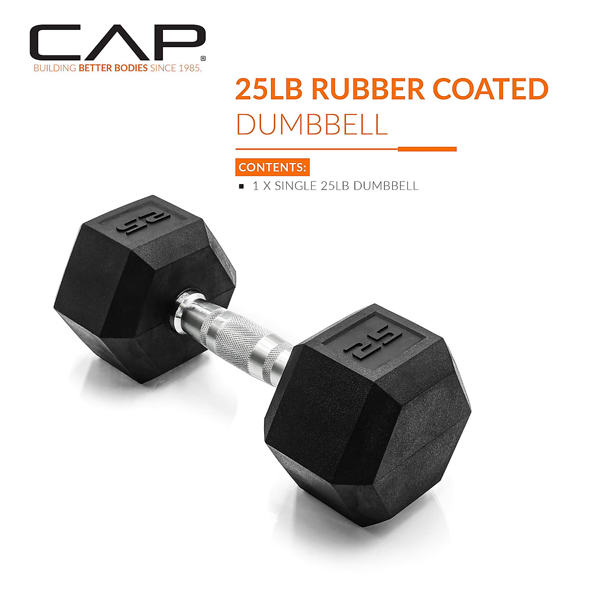 CAP Barbell 25 LB Coated Hex Dumbbell Weight, New Edition