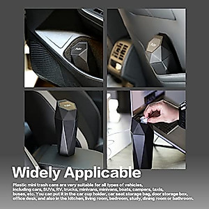 YAKEFLY Mini Car Trash Can,Mini Trashcan with Lid,Portable Leakproof Vehicle Trash Bin,Diamond Design Car Dustbin Car Dustbin Organizer for Cup Holder,Mini Garbage Bin for Car (2 PCS)