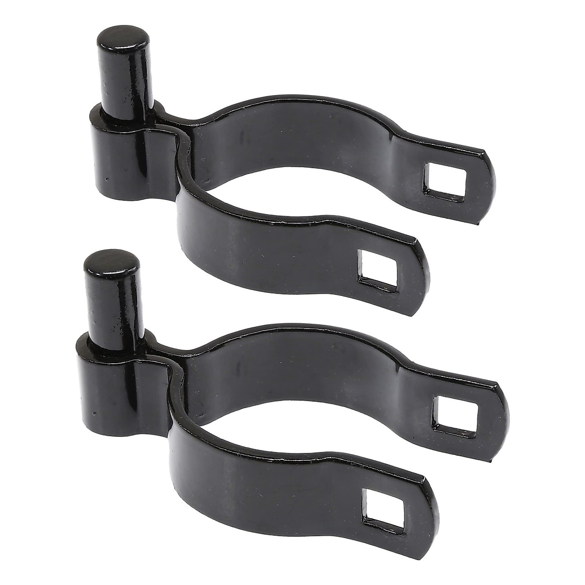 2 1/2" (2 3/8" OD) x 5/8" Black Male Gate Frame Hinges for Chain Link Fence Post | Hinges with Bolts | Pack of 2
