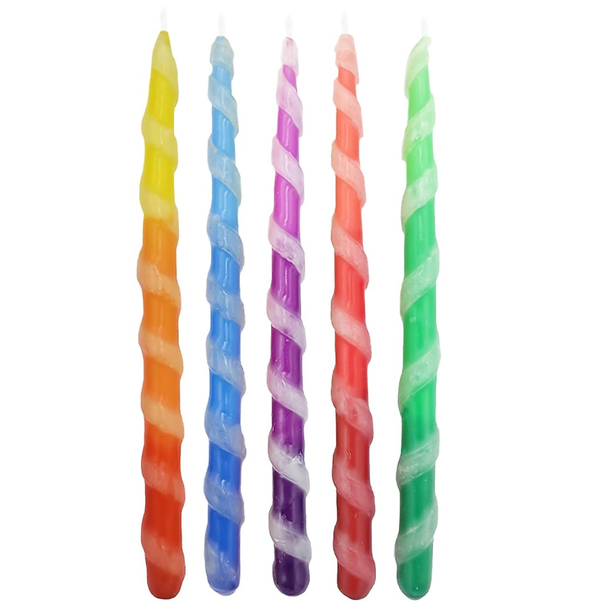 The Dreidel Company Deluxe Twisted Hanukkah Menorah Candles for All 8 Nights of Chanukah, Multicolor (Single)