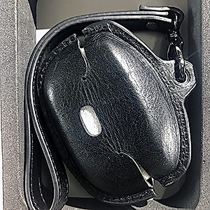 Genuine Leather Case Compatible with Sony WF-1000XM4 True Wireless Earphone Protective Case Crazy Horse Leather Cover with Leather Lanyard (Black)