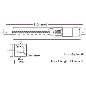 SOViK 12V DC 3 inch Stroke Linear Actuator Electric Cylinder with Mounting Brackets Max Force 80 pounds High Speed 1" per sec Square Tube 7/4"(W) x7/4"(H) (Slotted Shaft End)