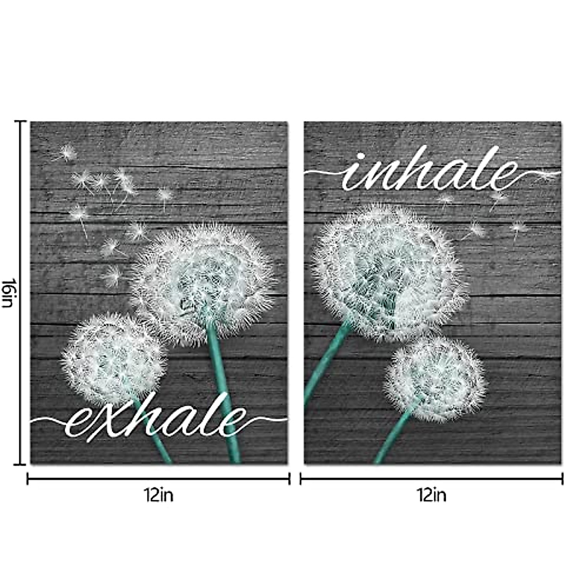 HOMEOART Farmhouse Decor Inhale Exhale Wall Art Dandelion Flower Painting Canvas Prints Yoga Room Meditation Room Decor Framed (12"x16"x2 Panel)