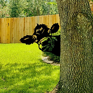 drppepioner Farm Peeping Cow Metal Artwork, Peeping Sheep Metal Yard Art Sculpture, Cow Wall Decor-Farmhouse Peeping Cattle Metal Artwork Outdoor Patio Garden Hanging Decors Silhouette Sign (Calf)