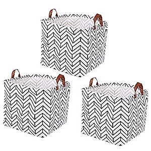 Kingrol 3 Pack Storage Baskets,13 x 13 x 13 Inch Large Collapsible Storage Bins with Handles for Closet Shelves Organizer, Decorative Baskets for Home, Office, Nursery, Laundry