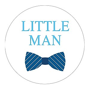 MAGJUCHE Bowtie Little Man Stickers, Blue Boy Baby Shower Birthday Favor Sticker Labels, 2 Inch, 40-Pack