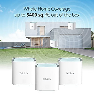 D-Link M15/3, Eagle Pro AI Mesh WiFi 6 Router System (3-Pack) - Multi-Pack for Smart Wireless Internet Network, Compatible with Alexa and Google, AX1500