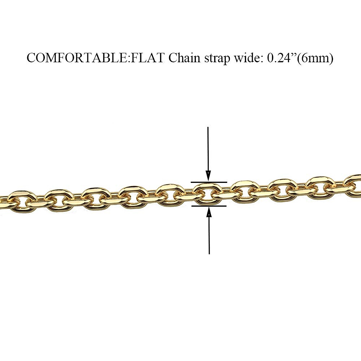 HAHIYO Mini Pochette Purse Chain Strap Thin Wide 6mm for LV Length 59.1 inches Thick 2mm Shiny Gold for Shoulder Cross Body Sling Handbag Wallet Clutch Comfortable Flat Metal Strap 1 Pack