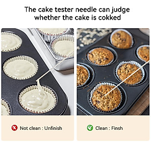 Cake Tester Needle, Reusbale Stainless Steel Cake Testing Probe Stick Cake Skewer Baking Tools for Cake Cupcake, Bread, Biscuit, Muffin, Pancake