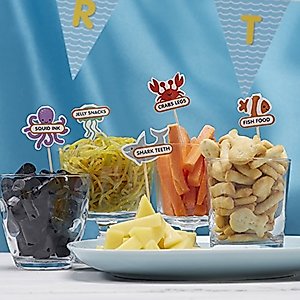 Ginger Ray Sea Themed Party Cupcake Flag Toppers - 15 Pack