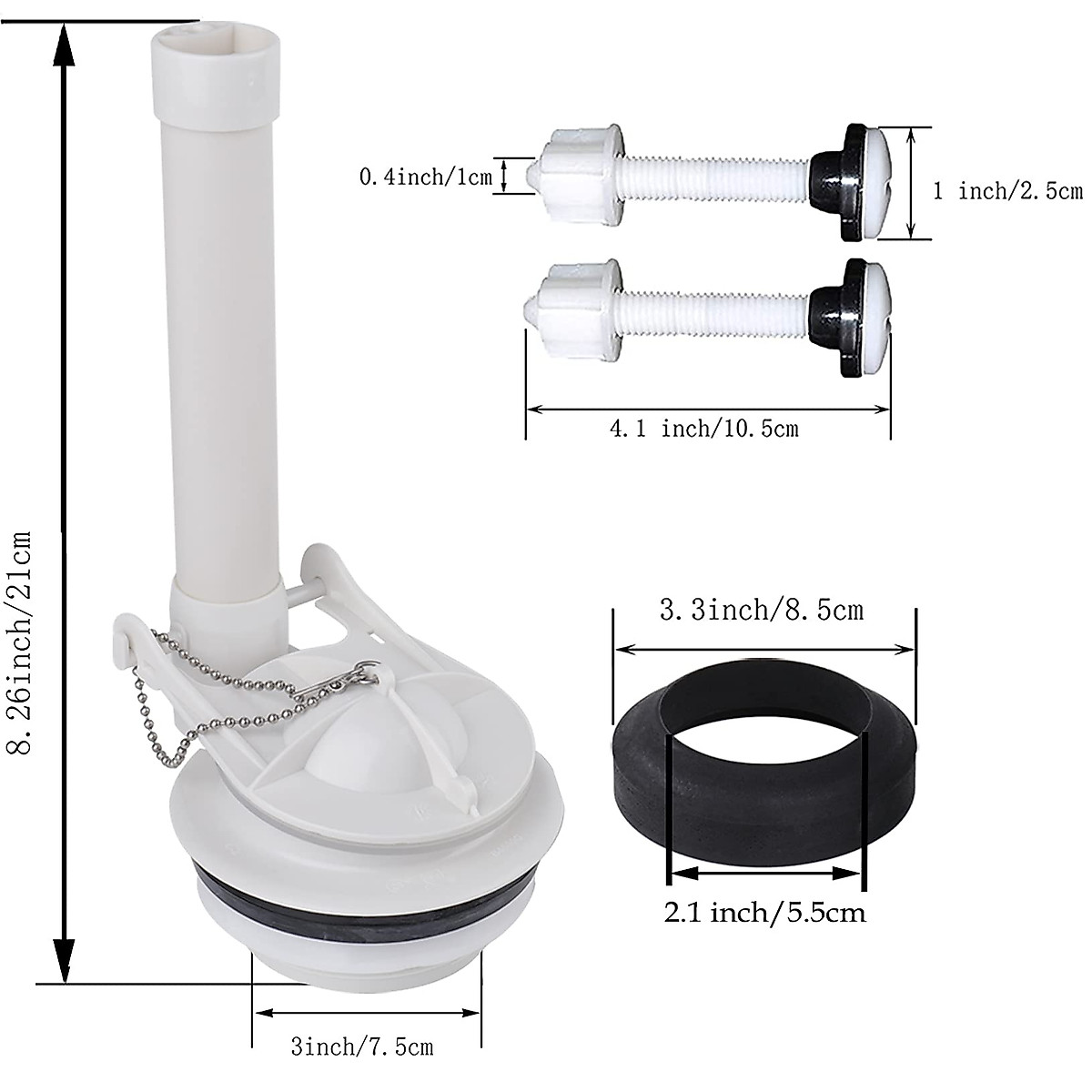 3-Inch Toilet Flush Valve Replacement Saving Toilet Repair Kit with Gasket and Bolts Compatible with American Standard 738921-100.0070A Two-Piece Toilet