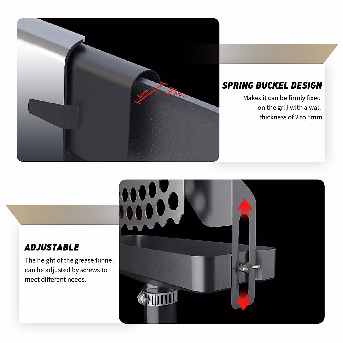 Reusable Rear Grease Drainage Funnel for Blackstone 36'' 28'' 22'' 17'' Inch, Upgraded Blackstone Accessories with Removable Grease Gate, Leakproof Large Capacity Grease Catcher System