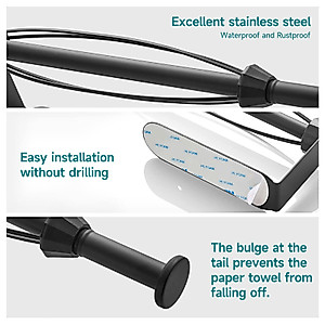 FVITA Paper Towel Holder Under Cabinet Wall Mount Paper Towel Holder Under Cabinet Self-Adhesive for Kitchen Black