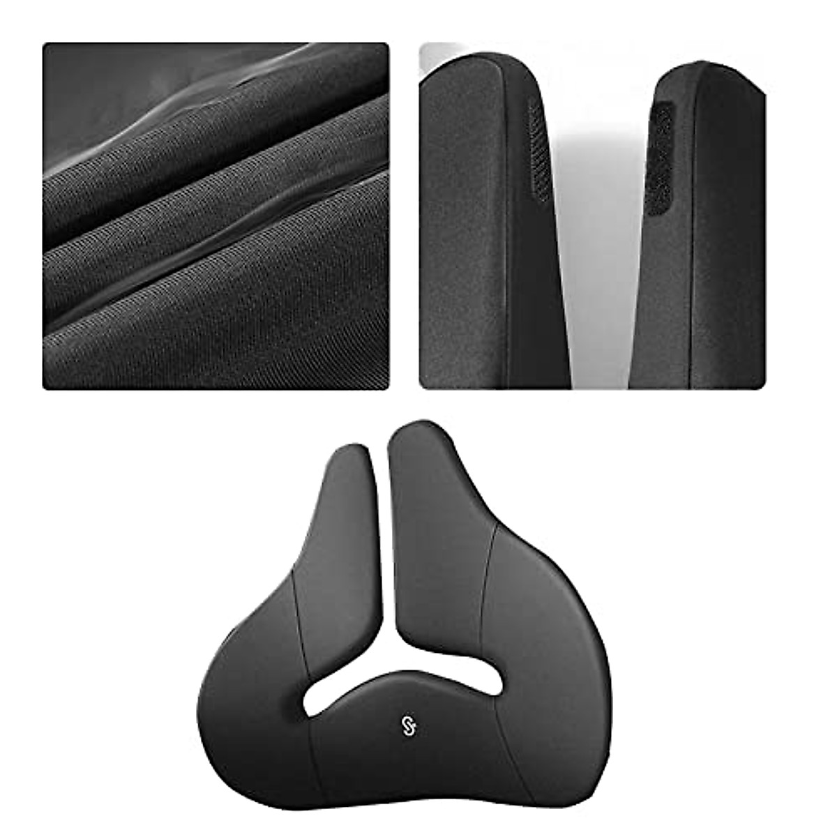 shamjina Ergonomic Seat Back Cushion , Comfortable Travel Soft Office Chair Cushion Back Rest Breathable Pad Car for Computer Desk Chair , Black