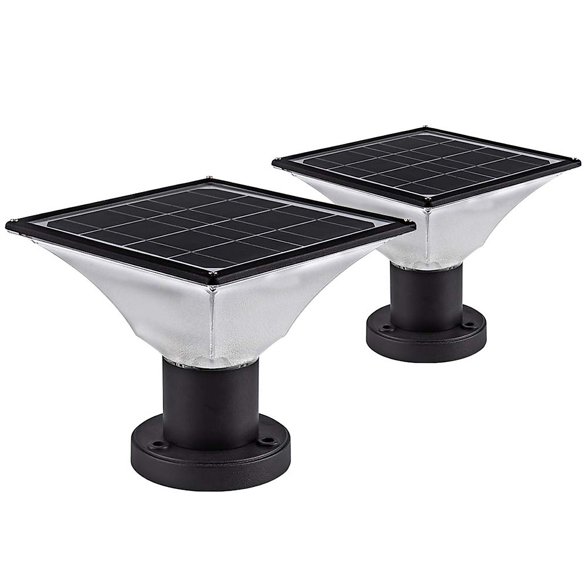 FOOYANCHO Solar Post Cap Lights Outdoor,Dusk to Dawn Auto On/Off Solar Powered Post Lights Fits Most Posts (2 Pack)