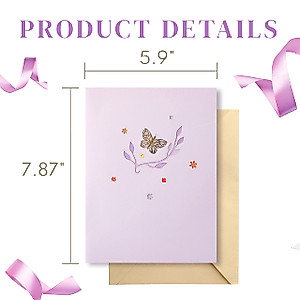 VUDECO Butterfly 3D Pop Up Happy Birthday Card Women Men Kid With Envelope Anniversary Card Wife Husband, Mothers Day Card Mom Greeting Card Wedding Thank You Card Thinking You Card Valentine Day Card