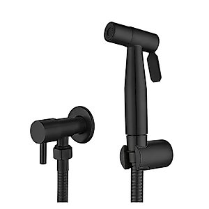 Toilet Bidet Set Self Cleaning Anal Shower Bidet Sprayer Stainless Steel Cold Spray Gun Toilet Cleaning Handheld Bidet (Color : Black Bidet Set)