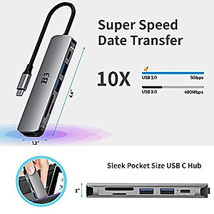 USB C Hub USB C to HDMI MultiPort Adapter for MacBook Pro, 7 in 1 Dongle with 4K HDMI/100W PD/USB3.0&2.0/SD/TF Card Reader Compatible for MacBook Air,iPad Pro,Surface,Chromebook,XPS,Acer,S23