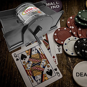 SANZHENG Card Shuffler 2 Deck, Playing Card Shuffler Manual for UNO Blackjack Texas Holdem Poker Home Card Games, Hand Cranked Card Shuffling Machine (Black)