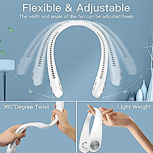 Andwing Portable Neck Fan, 6000mAh Foldable Bladeless Neck Fan Rechargeable With LED Display, 3 Speeds Adjustment 360° Cooling Airflow, Hands Free Wearable Personal Fans Fan for Outdoor Travel Indoor