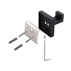 Wieonios Wall Towel Hooks Matte Black Bathroom Bath Towel Hook Stainless Steel, Square Towel Robe Coat Hook Wall Mounted Toilet Kitchen Heavy Duty Door Hanger 4 Pack