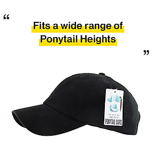 PONY-CLASSIC BLK Classic Plain Ponytail Messy High Bun Headwear Adjustable Cotton Trucker Mesh Glitter Hat Baseball Cap (Adjustable, Black Classic)
