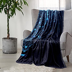 Plush Blanket Throw Blanket Warm Cozy Soft Microfiber Blankets, Blue Heart Art