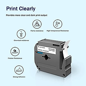 ISTAR Compatible Label Tape Replacement for Brother P-Touch M-K231 MK231 M231 M-K231S to use with Label Maker PT-M95 PT-90 PT80 PT70 PT-65, 0.47 Inch (12mm) x 26.2 Feet (8m), Black on White, 6-Pack
